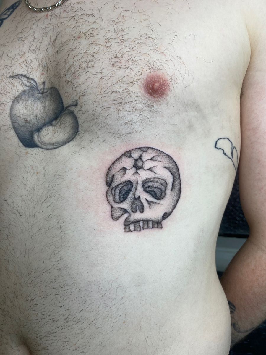 Illustrative Black & Gray Skull Tattoo • Tattoo uploaded by Charlie ...