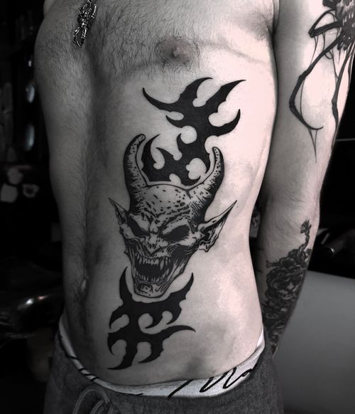 Dark Tribal Devil Tattoo by Sophia Hayes • Tattoodo