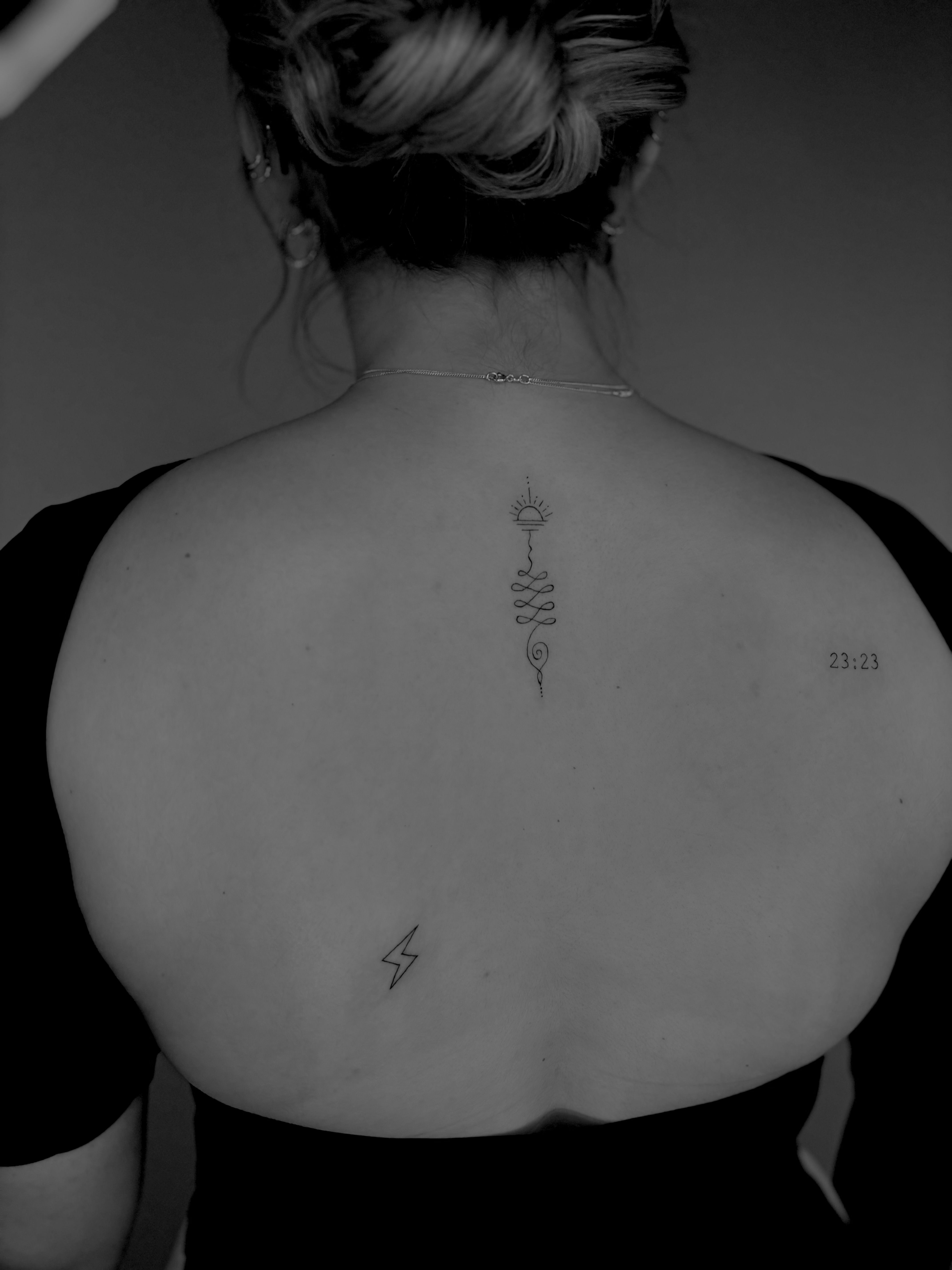Delicate Sun and Unalome Ornamental Tattoo • Tattoodo