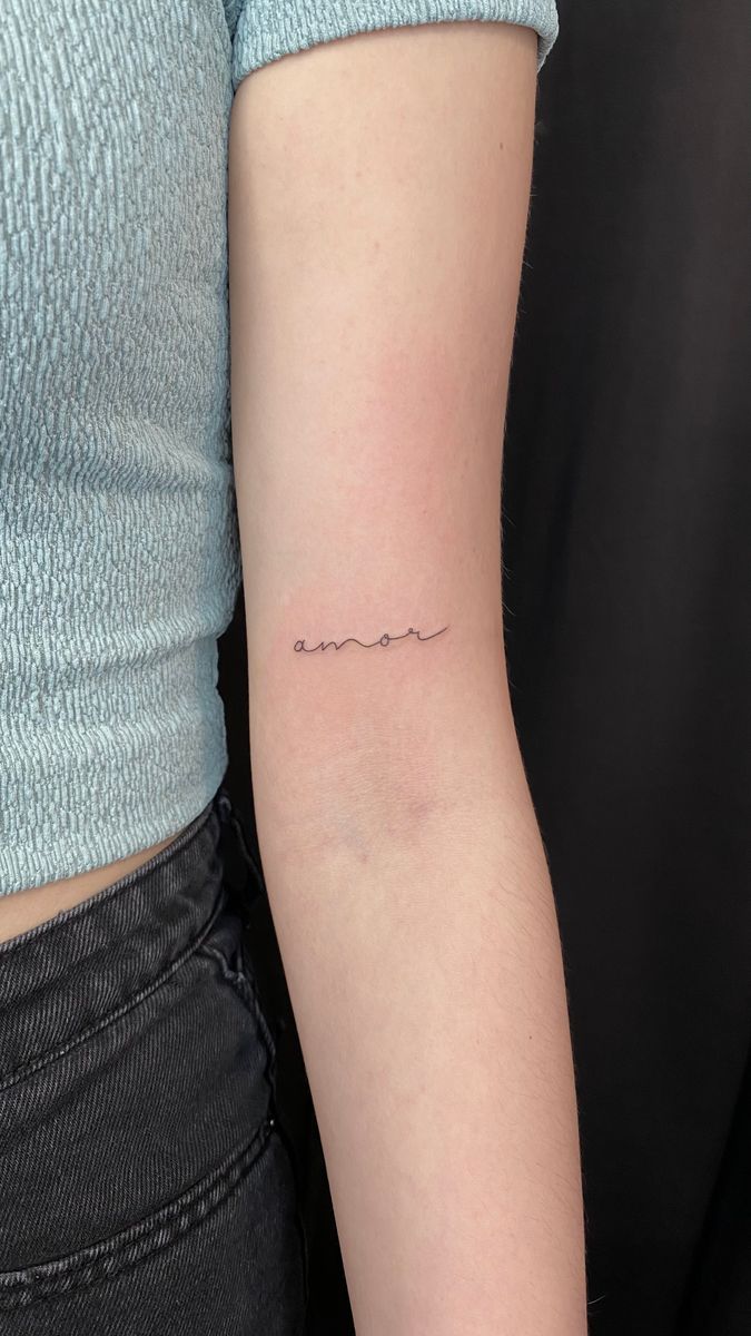 Tattoo uploaded by Luigi • Amor tattoo , fine line script tattoo, amor ...