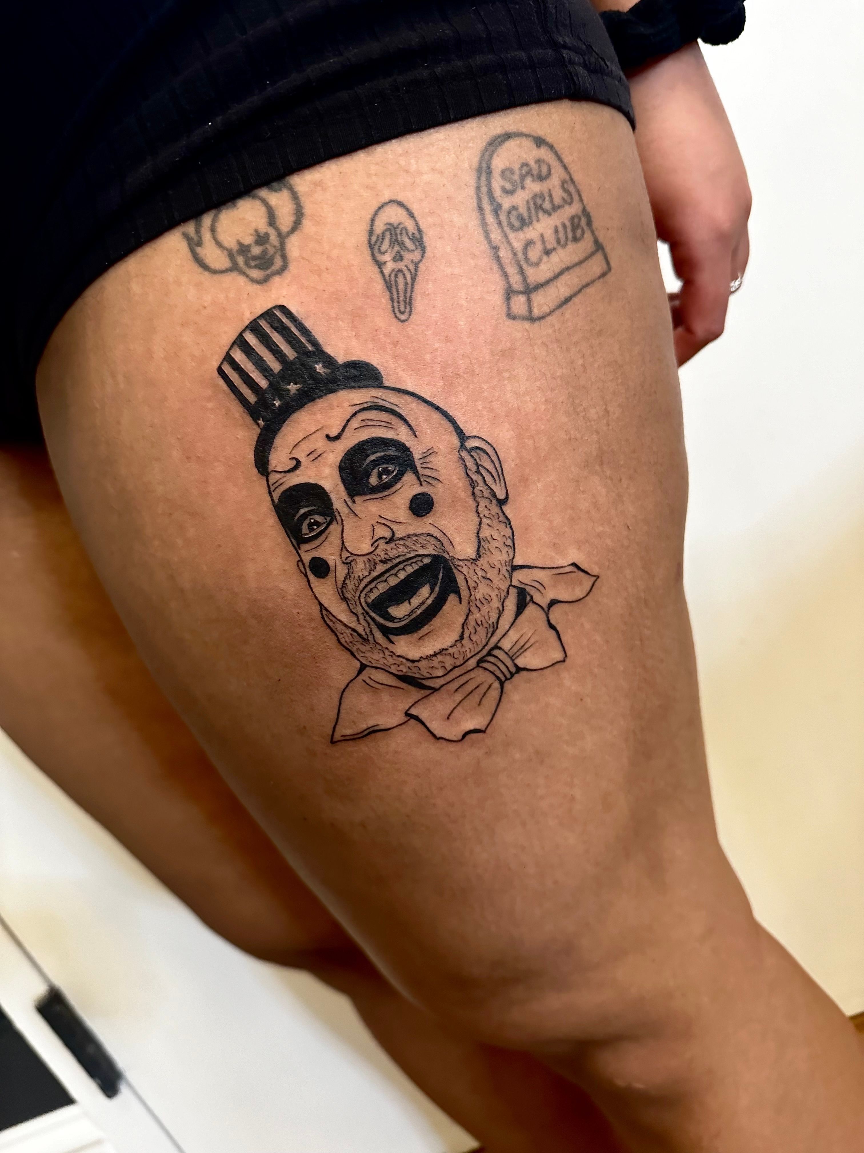 Creepy Clown Tattoo by Miss Vampira • Tattoodo