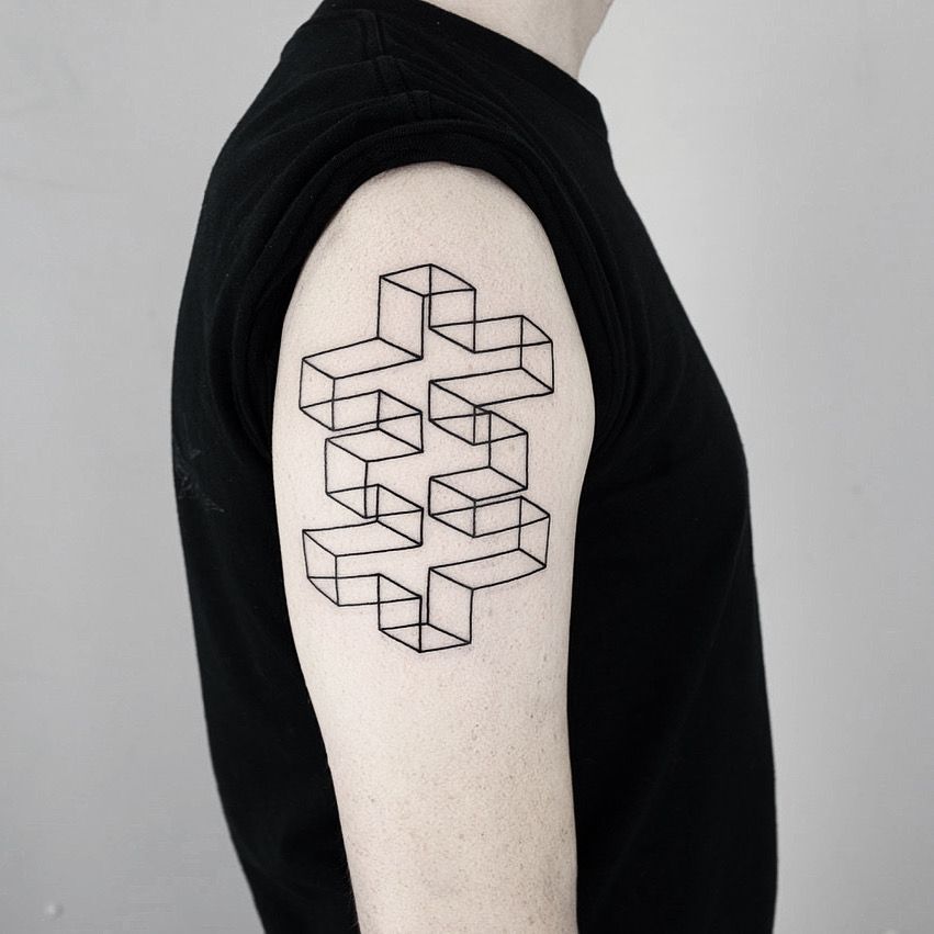 Geometric Fine Line Tattoo by Malvina Maria • Tattoodo