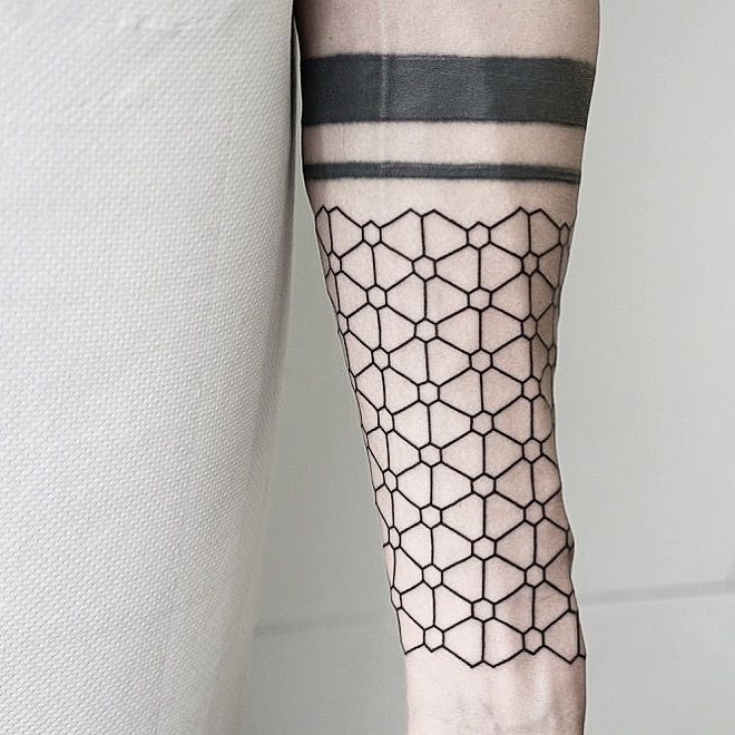 Geometric Fine Line Pattern Tattoo • Tattoodo