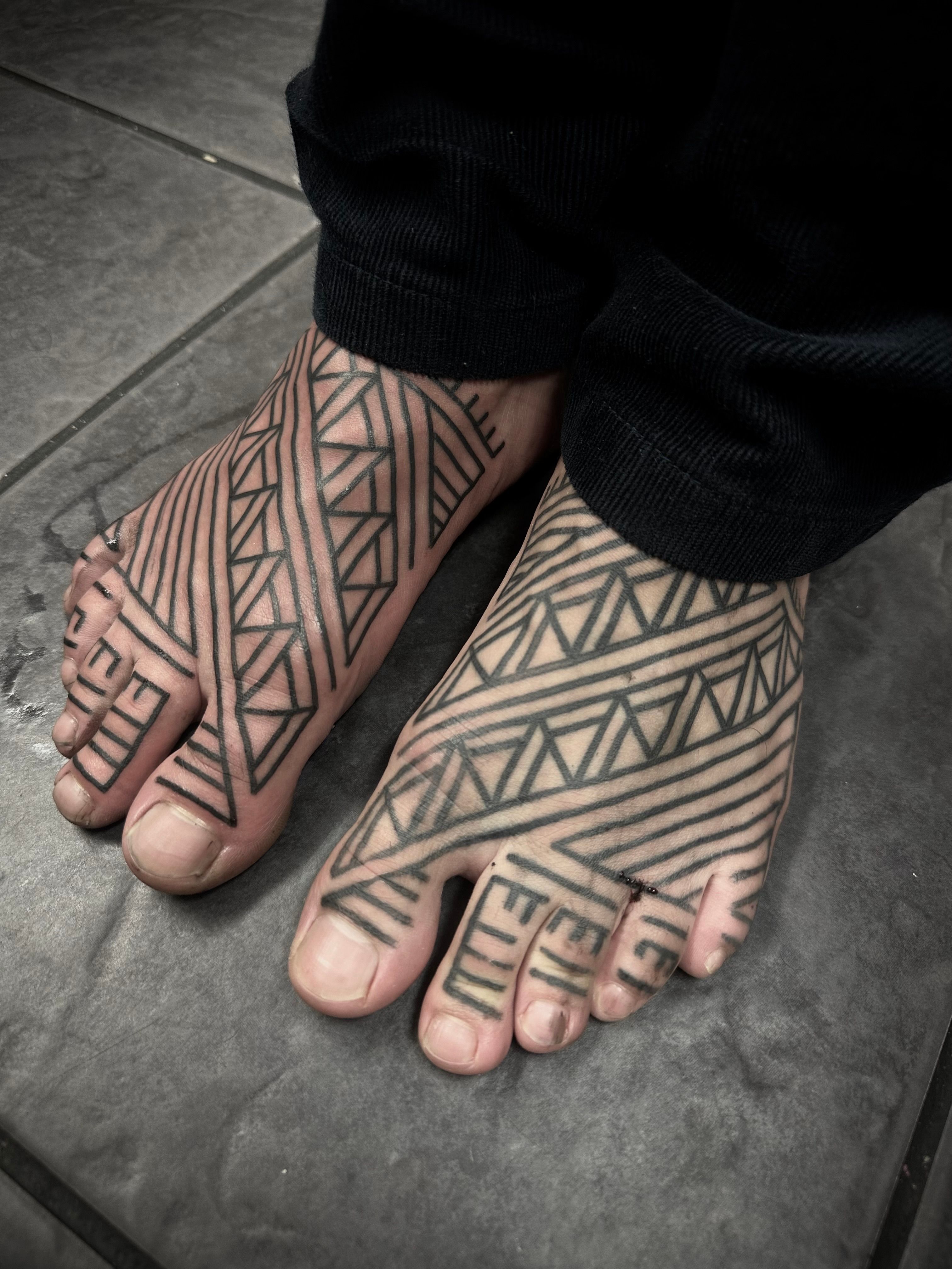 Geometric Foot Tattoos • Tattoodo