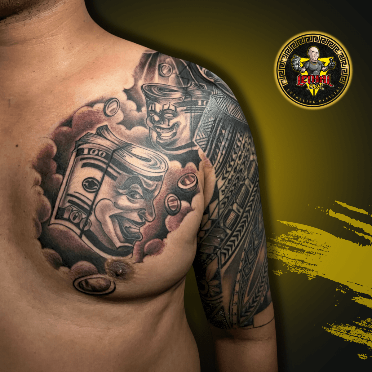Tattoo uploaded by Lethal Ink • 💰💀 Unveil the power of the almighty dollar with our Chest Money ...