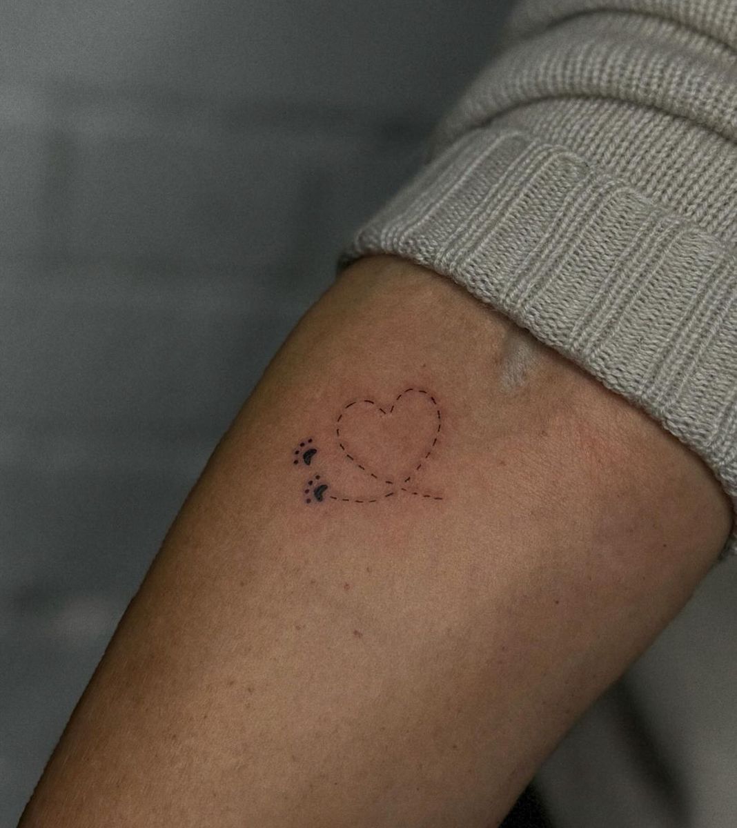 Fine Line Heart & Paw Tattoo by Meg • Tattoo uploaded by Meg • Tattoodo