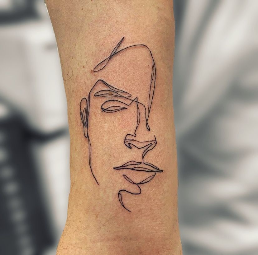 Fine Line Single Line Face Tattoo • Tattoodo