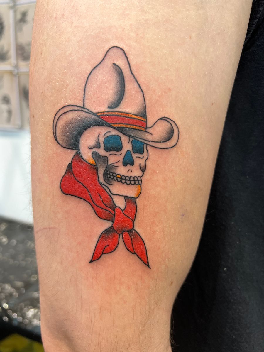 Tattoo uploaded by Gfox • Crazy Sal cowboy skull • Tattoodo