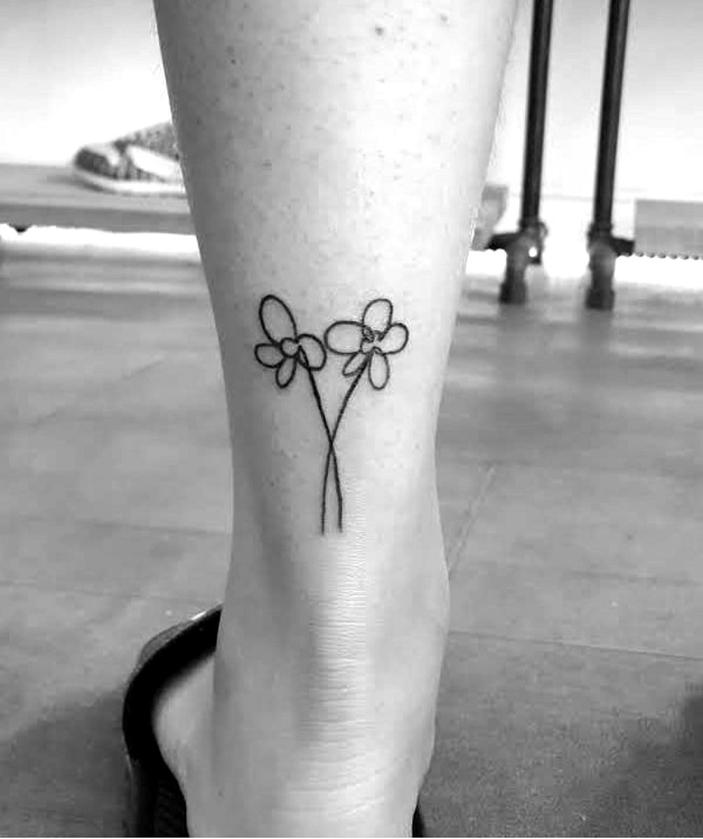 Tattoo uploaded by RosKing • Two line work flowers as simple as they ...