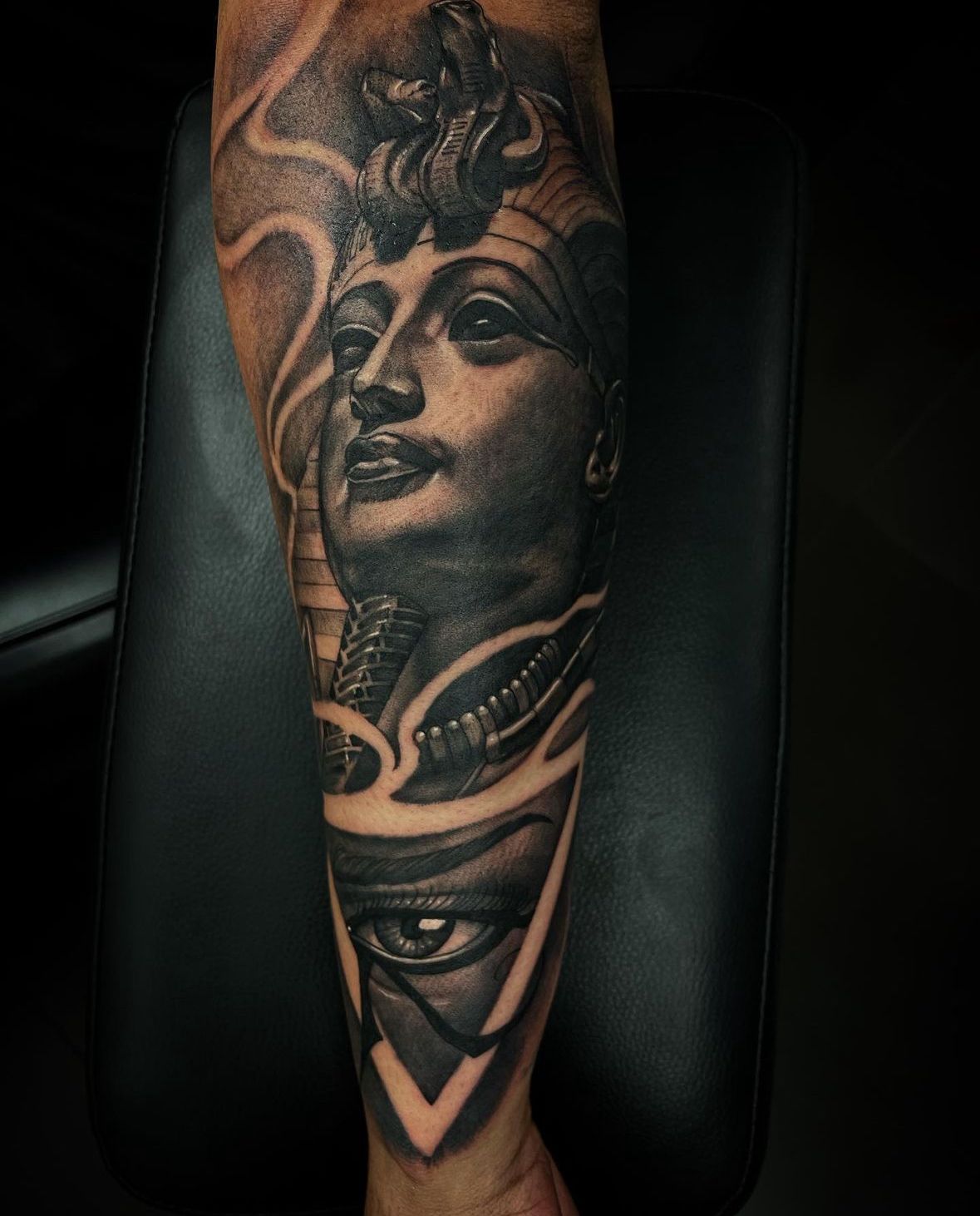 Black and Gray Tutankhamun Pharaoh Tattoo • Tattoodo