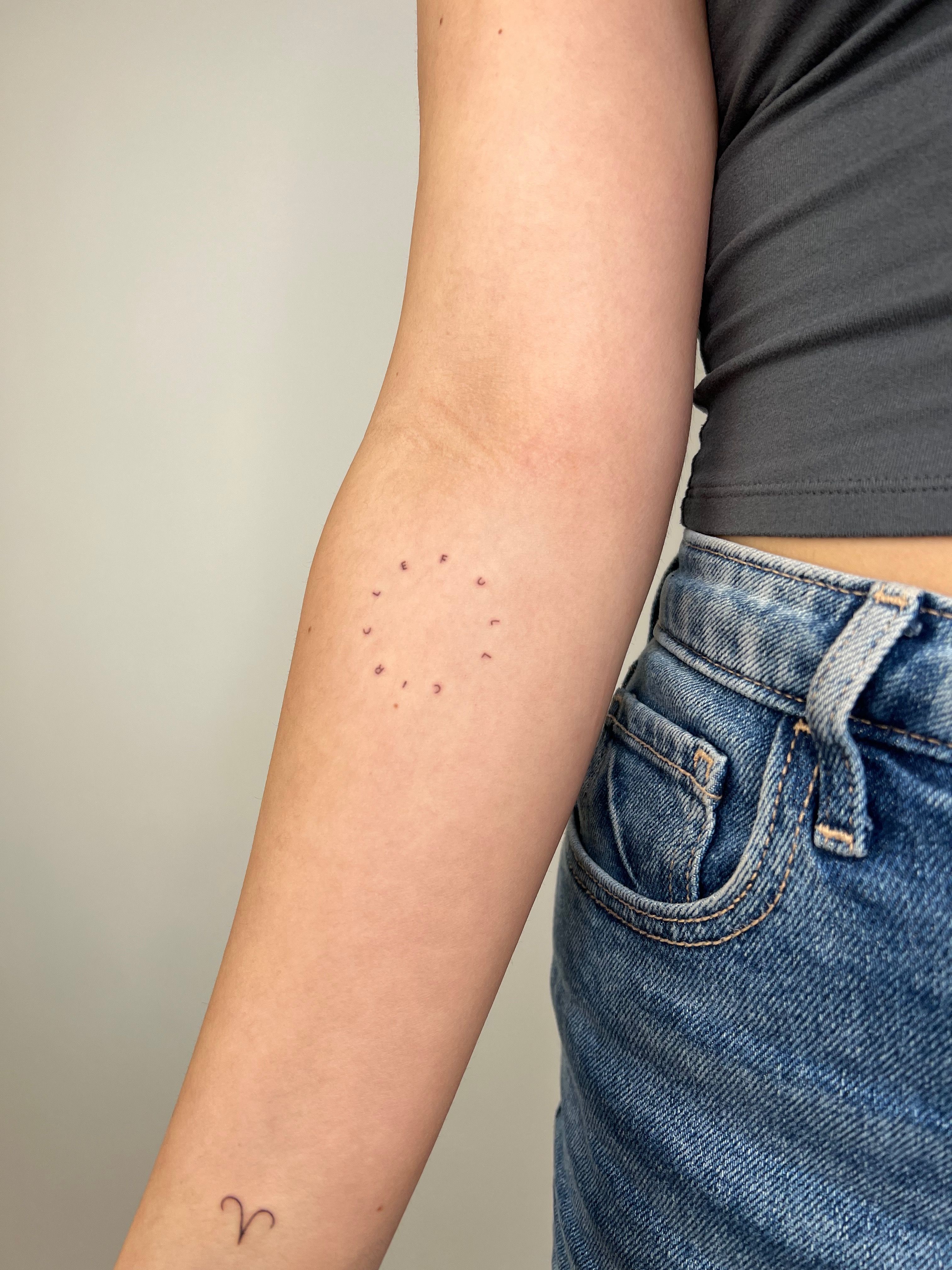 Elegant Fine Line Lettering Tattoo • Tattoodo