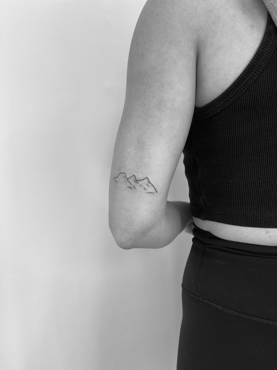 Fine Line Mountain Tattoo by Timmy • Tattoo uploaded by Timmy • Tattoodo