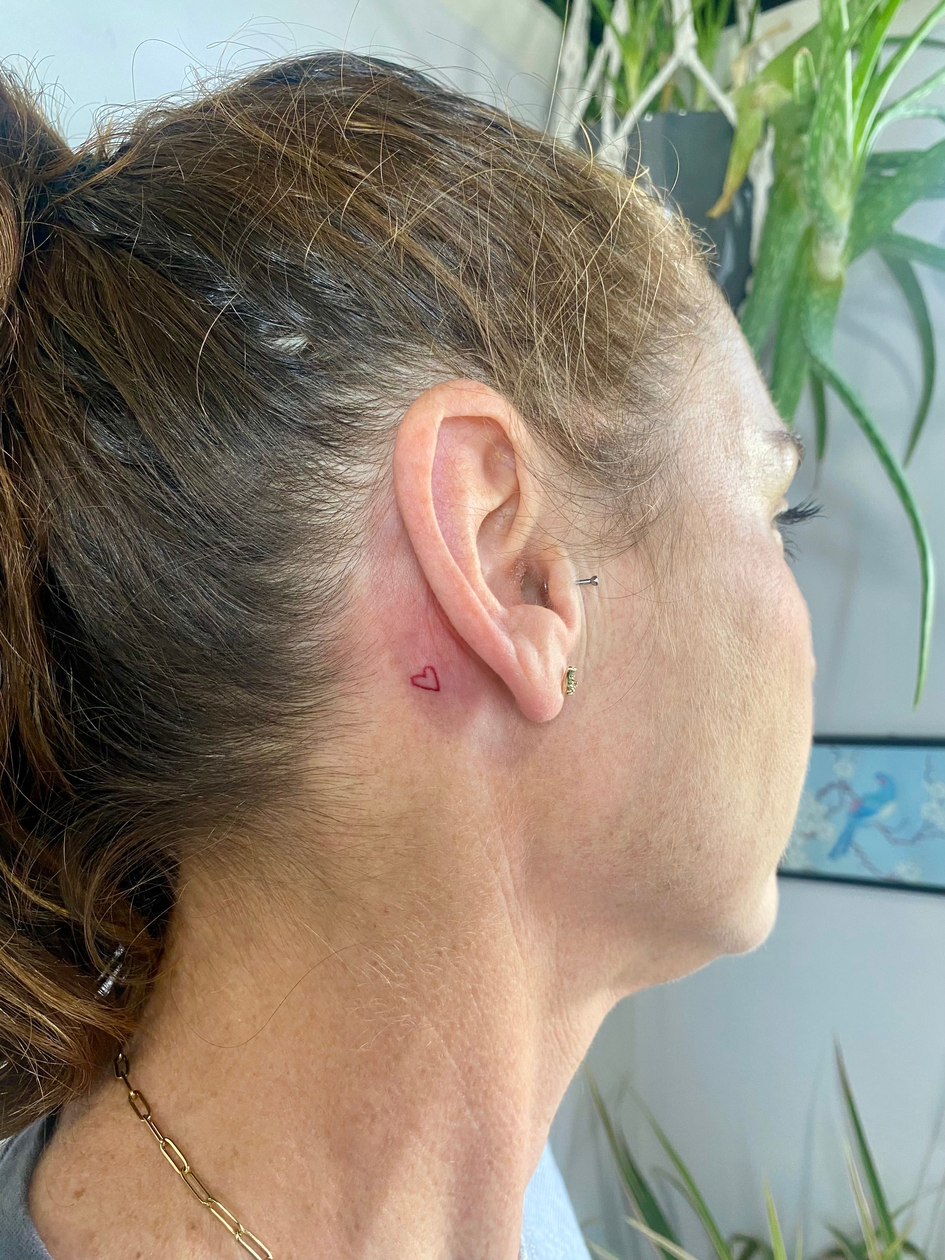 Red Fine Line Heart Tattoo • Tattoodo