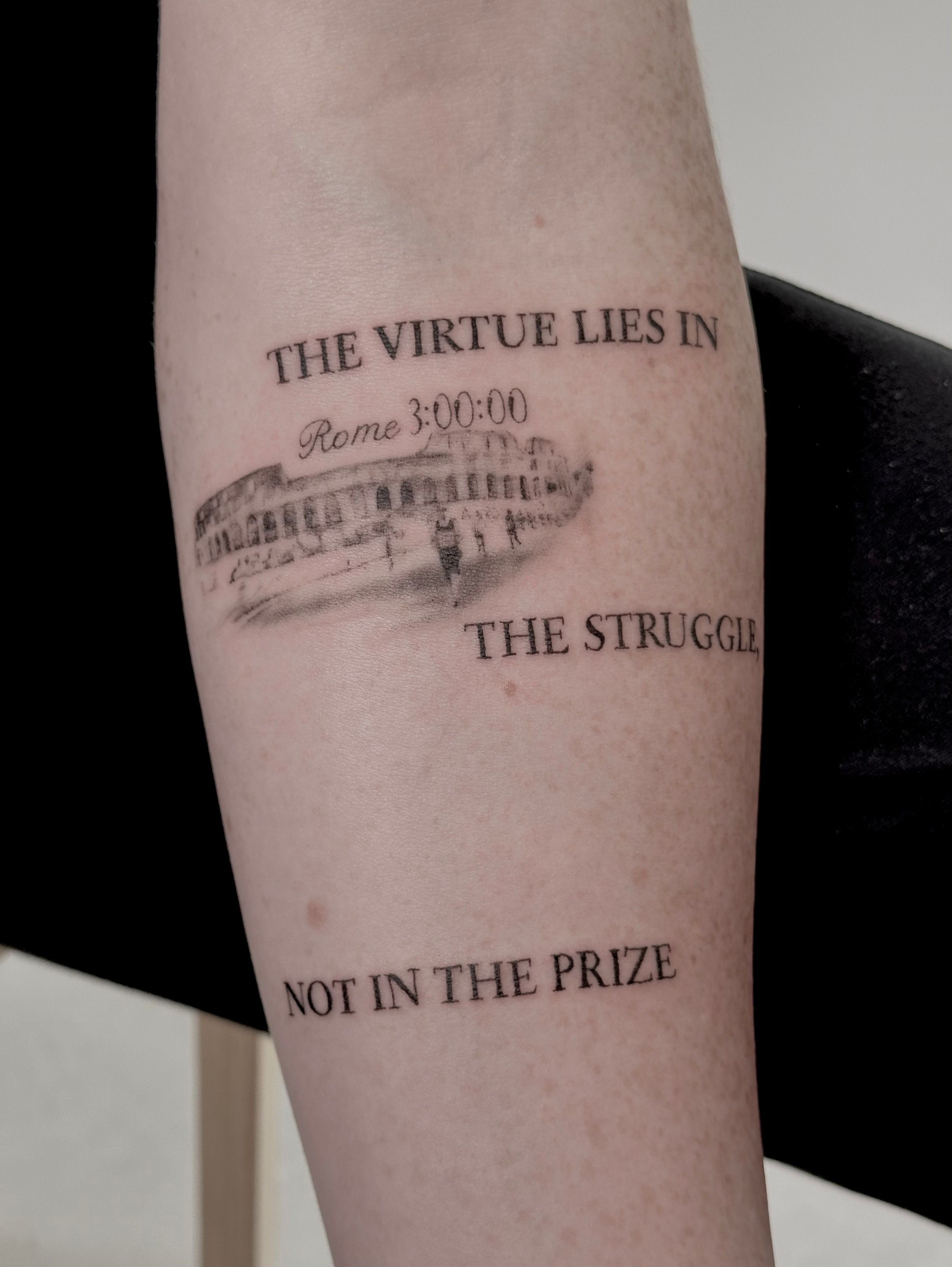 Inked Colosseum: Small Lettering Masterpiece • Tattoodo