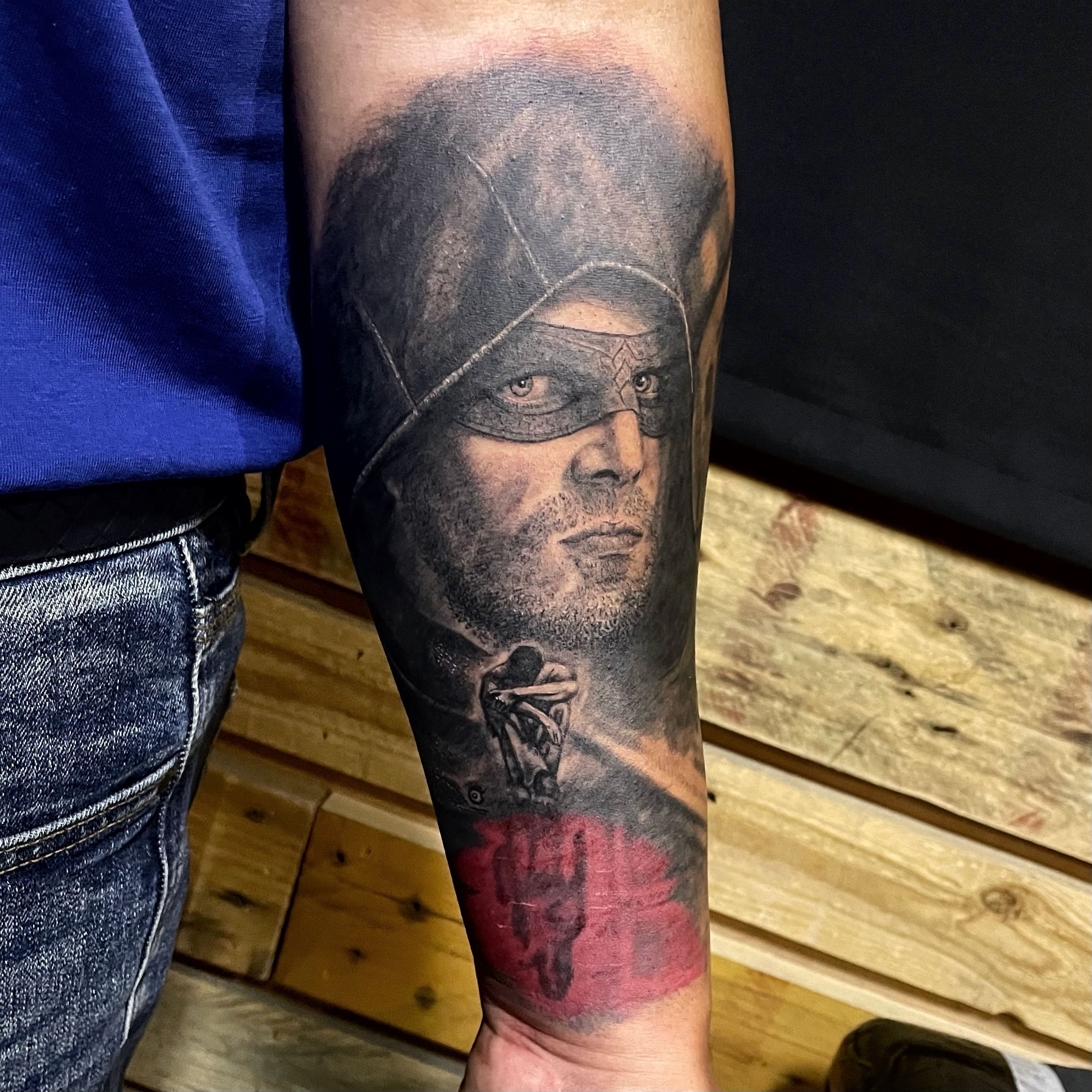Masked Man Portrait • Tattoodo