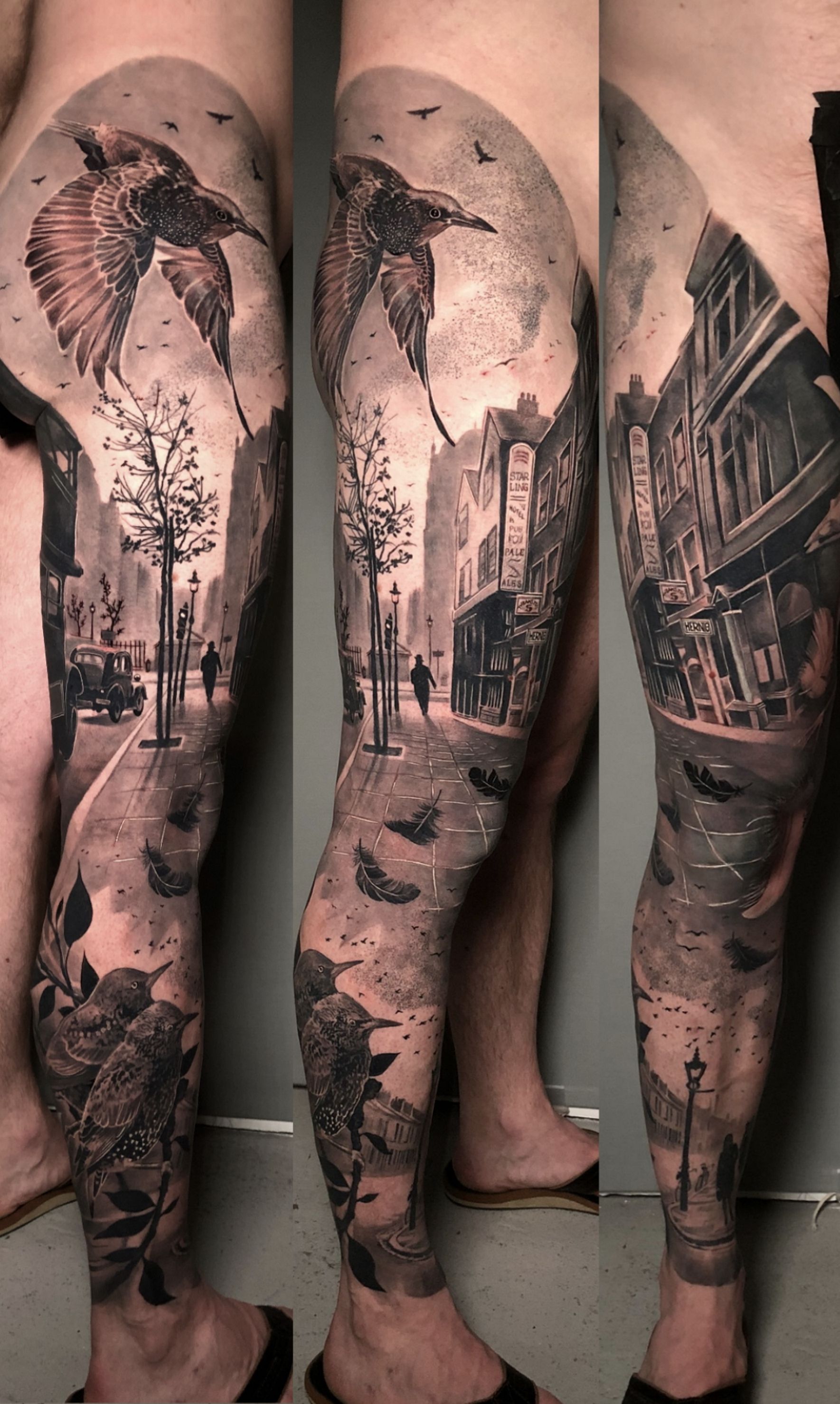 Cityscape Leg Tattoo • Tattoodo