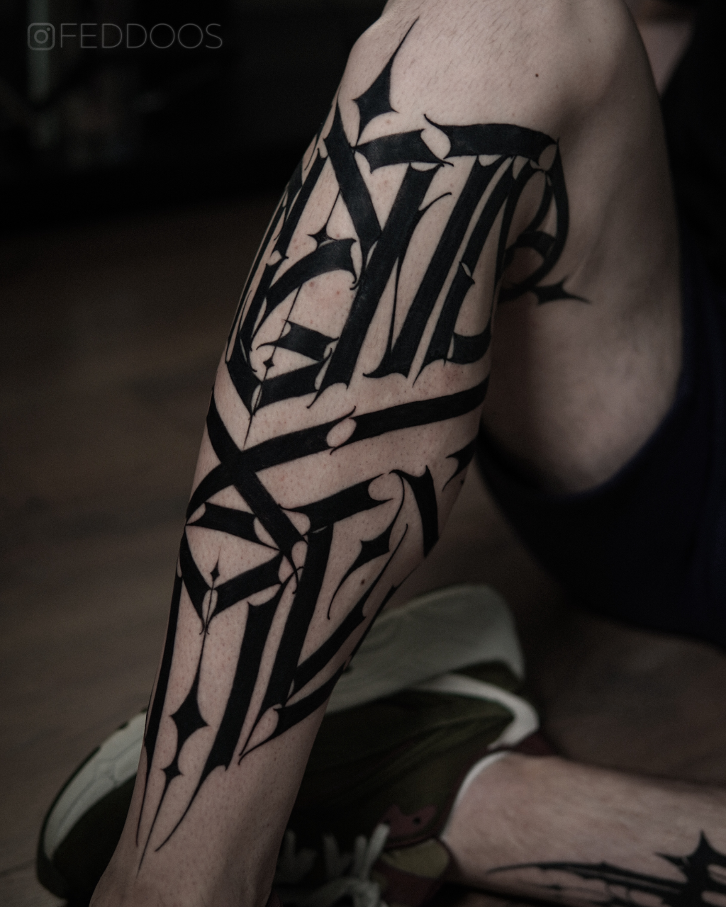 Gothic Lettering Leg • Tattoodo