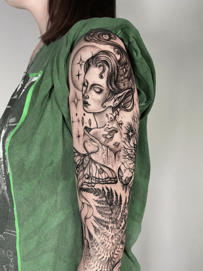 Elven Face and Moth Tattoo • Tattoodo