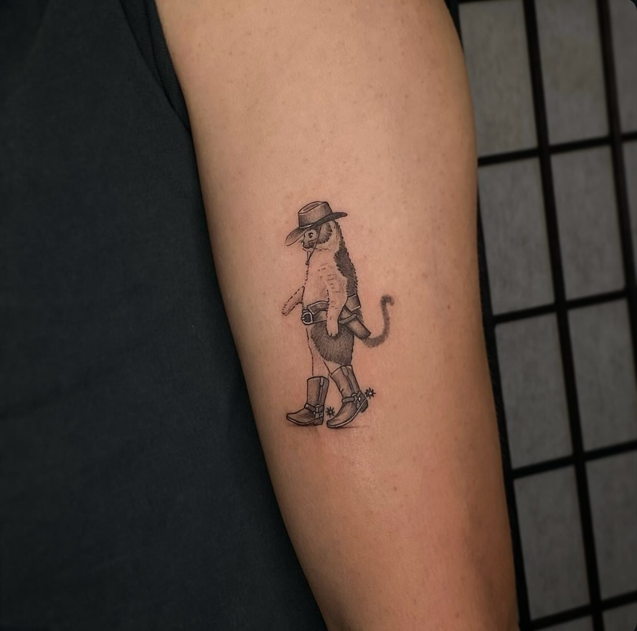 Cat with cowboy hat tattoo - Bronctattooaus.com