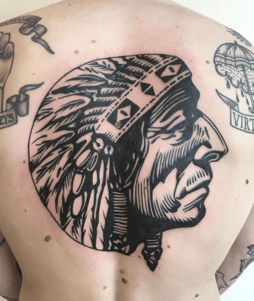 Native American Profile Tattoo • Tattoodo