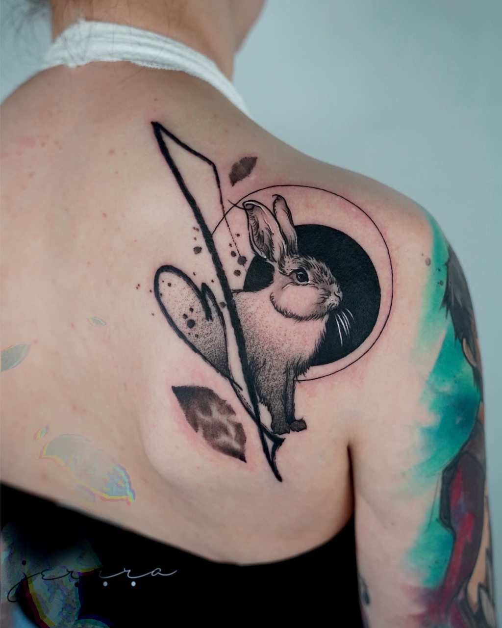 Abstract Rabbit Heart Tattoo • Tattoodo