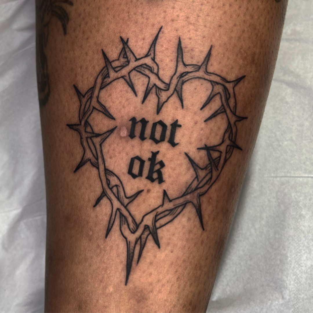 Thorned Heart Script Tattoo • Tattoodo