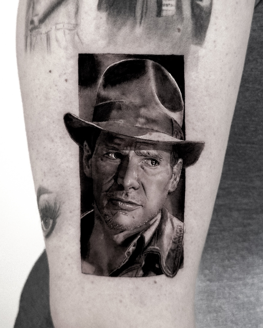 Indiana Jones Micro Realism Tattoo • Tattoodo