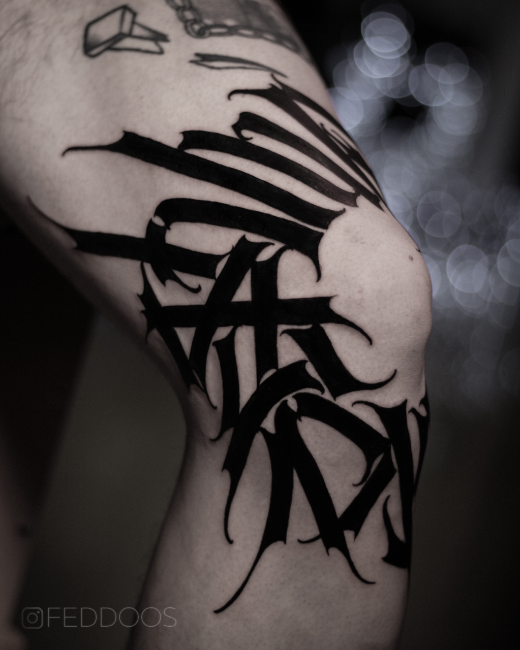 Gothic Lettering Knee • Tattoodo