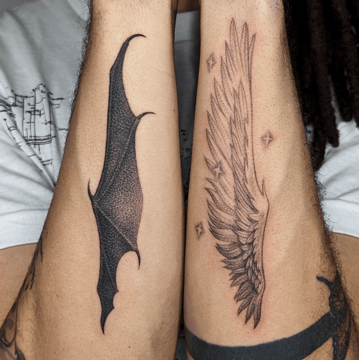 Bat and Angel Wings • Tattoodo