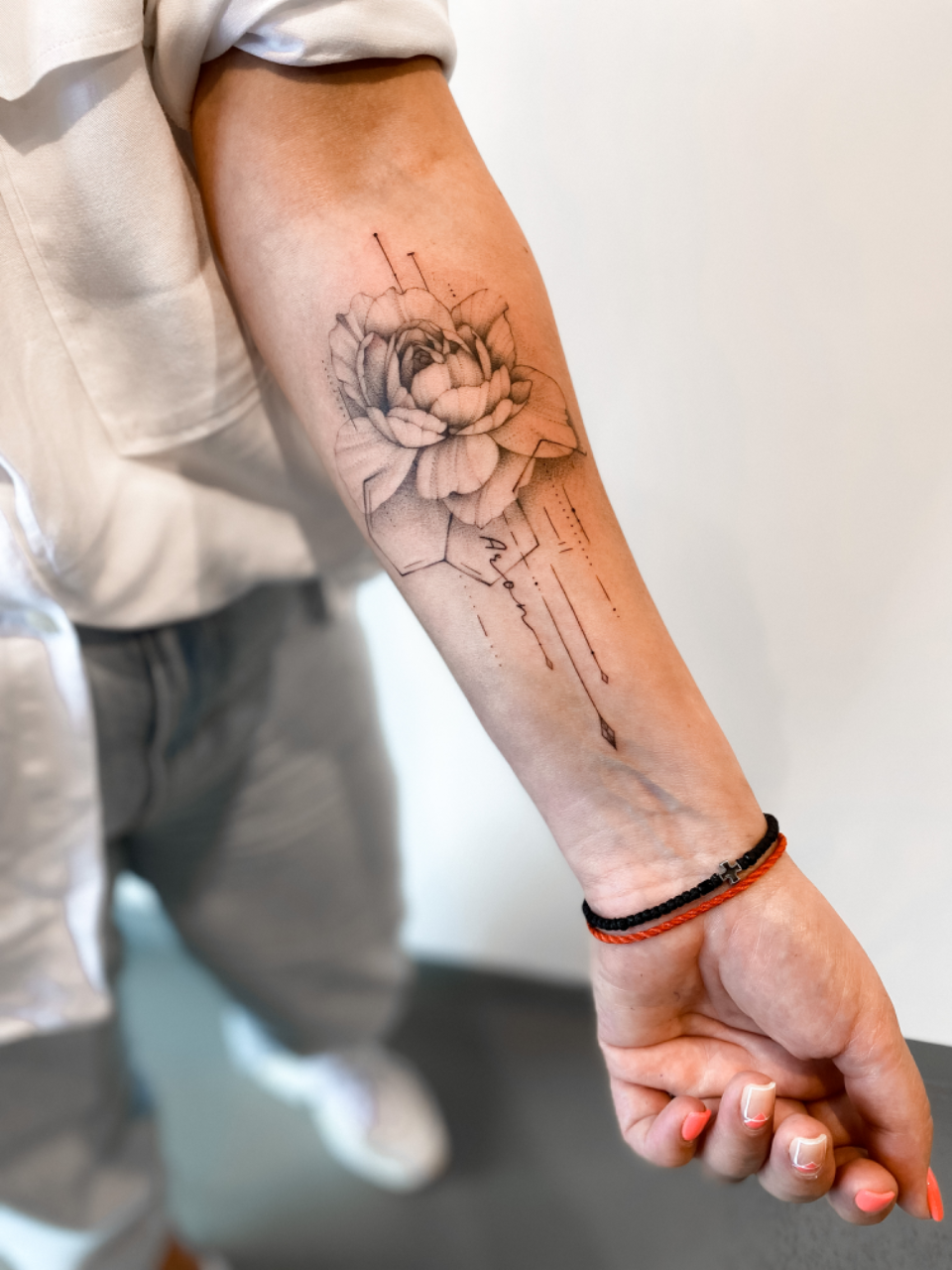 Delicate Floral Fine Line Tattoo • Tattoodo