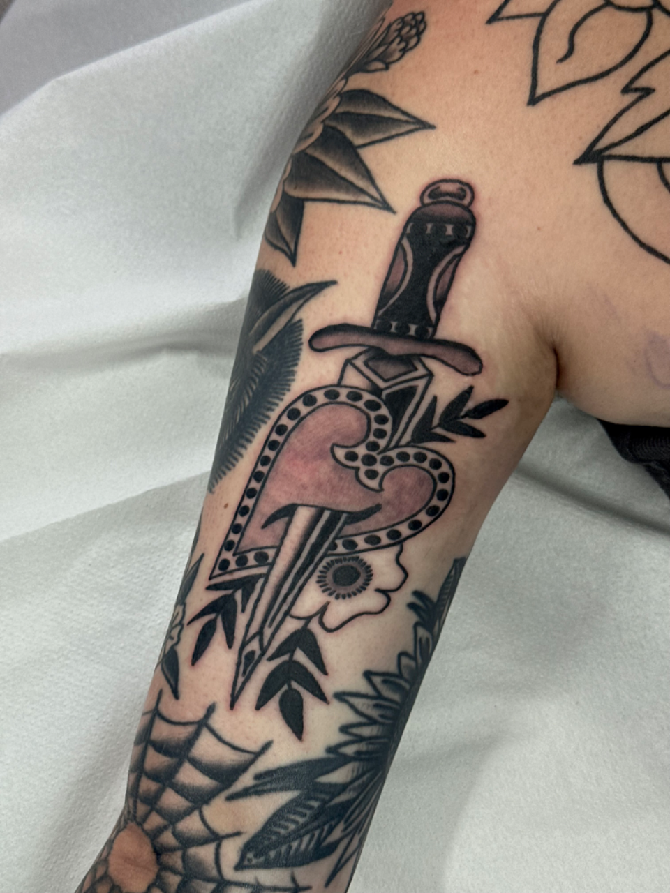 Heart Dagger Blackwork Tattoo • Tattoodo