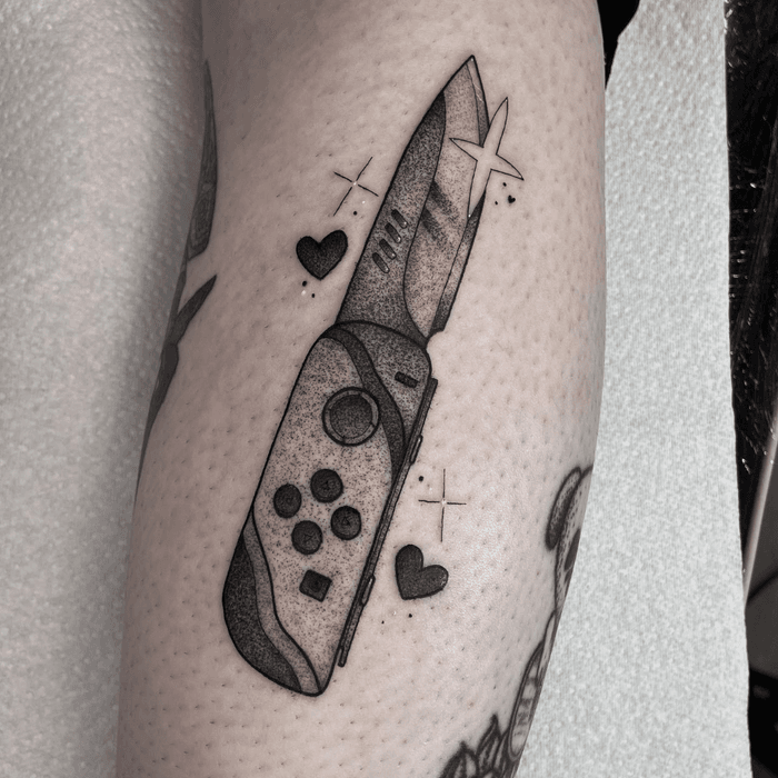 Nintendo Switch Dotwork Tattoo • Tattoodo