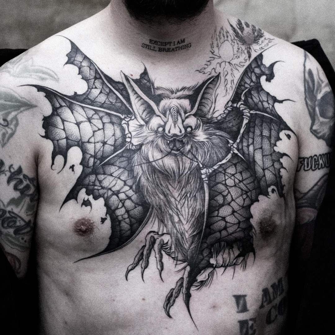 Bat Chest Tattoo • Tattoodo