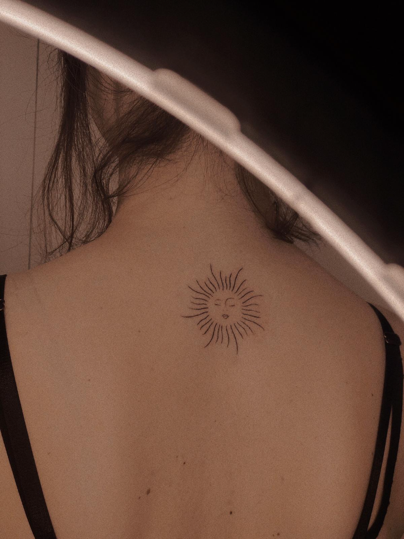 Sun Fine Line Hand Poke Tattoo by Anna • Tattoodo