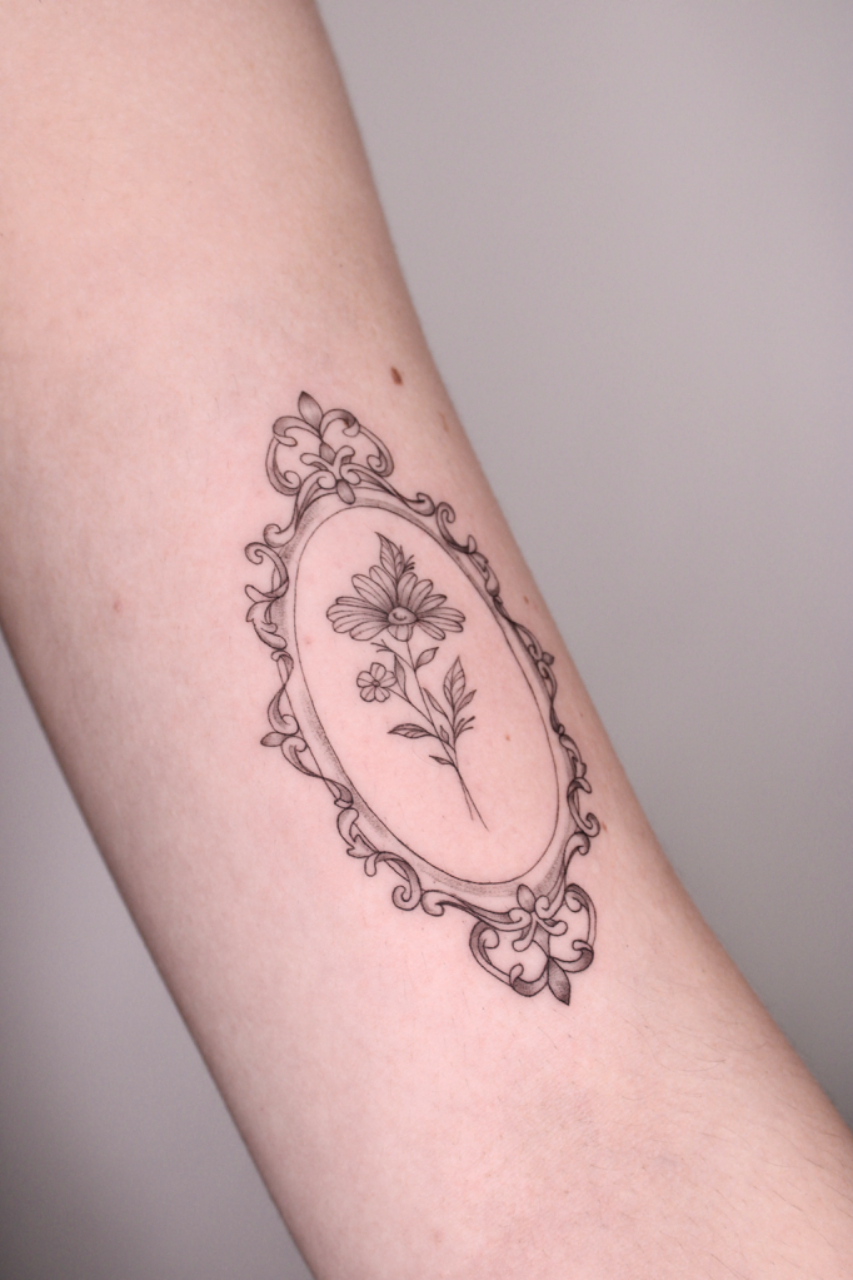 Oval Frame Tattoo Design