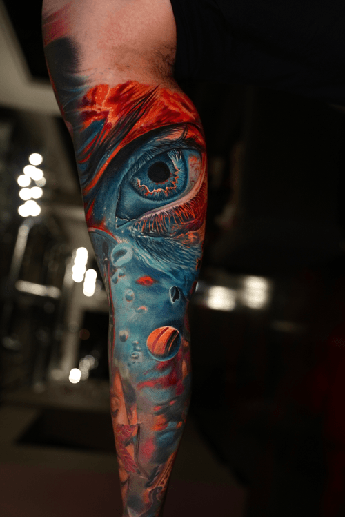 Eye and Nebula Sleeve Tattoo • Tattoodo