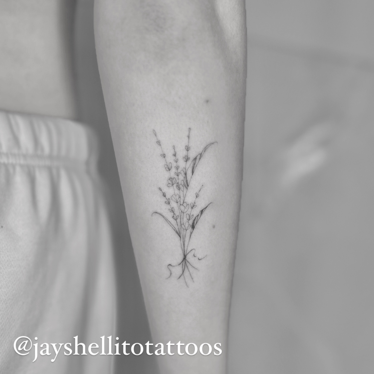 Elegant Fine Line Floral Tattoo • Tattoodo