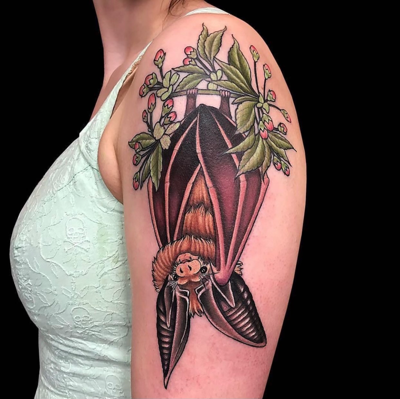 Hanging bat tattoo - Bronctattooaus.com