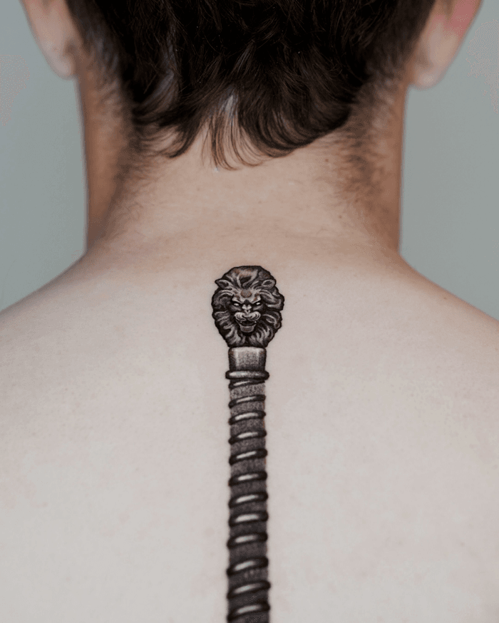 Lion Head Column Tattoo • Tattoodo