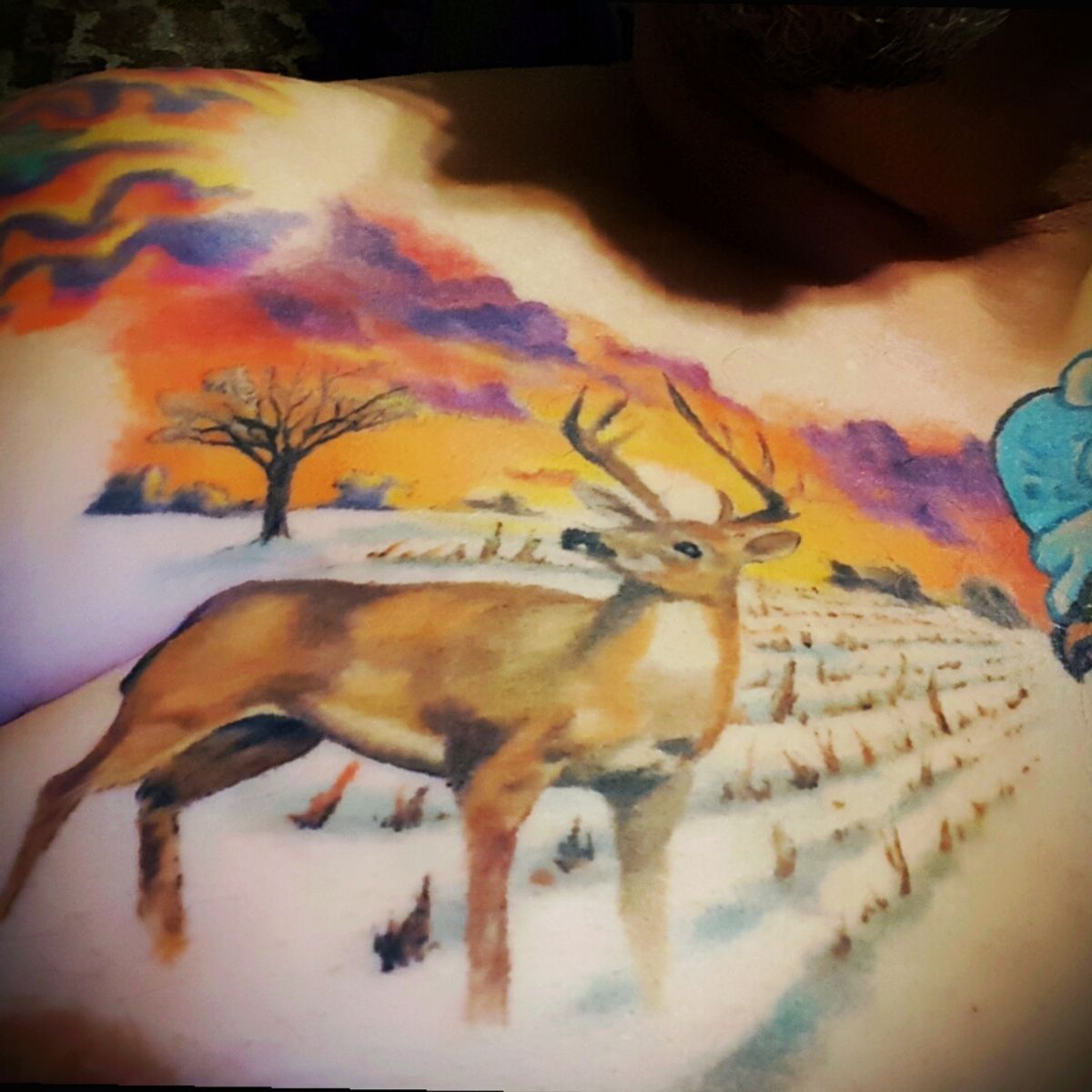Tattoo uploaded by Damon Ray • Loved winter with the deer playing in ...