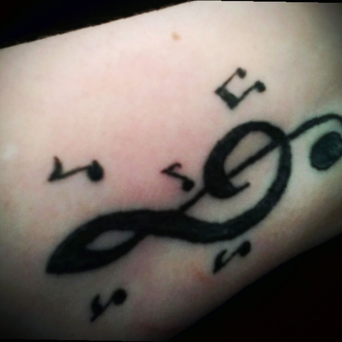 Tattoo uploaded by Rachael • Treble cleff with music notes. Its said ...