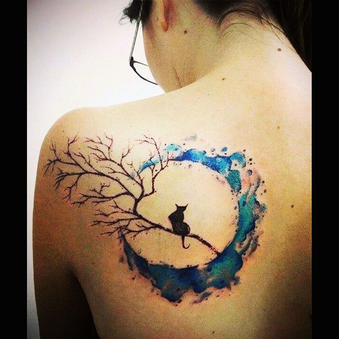 Ink Splatter Tree Tattoo