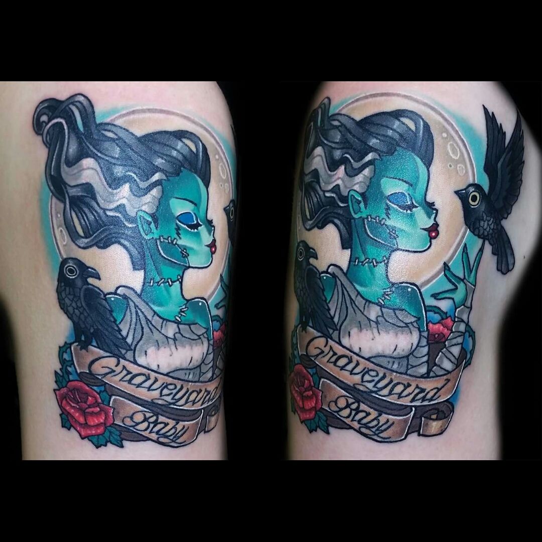 Bride Of Frankenstein Pin Up Tattoo