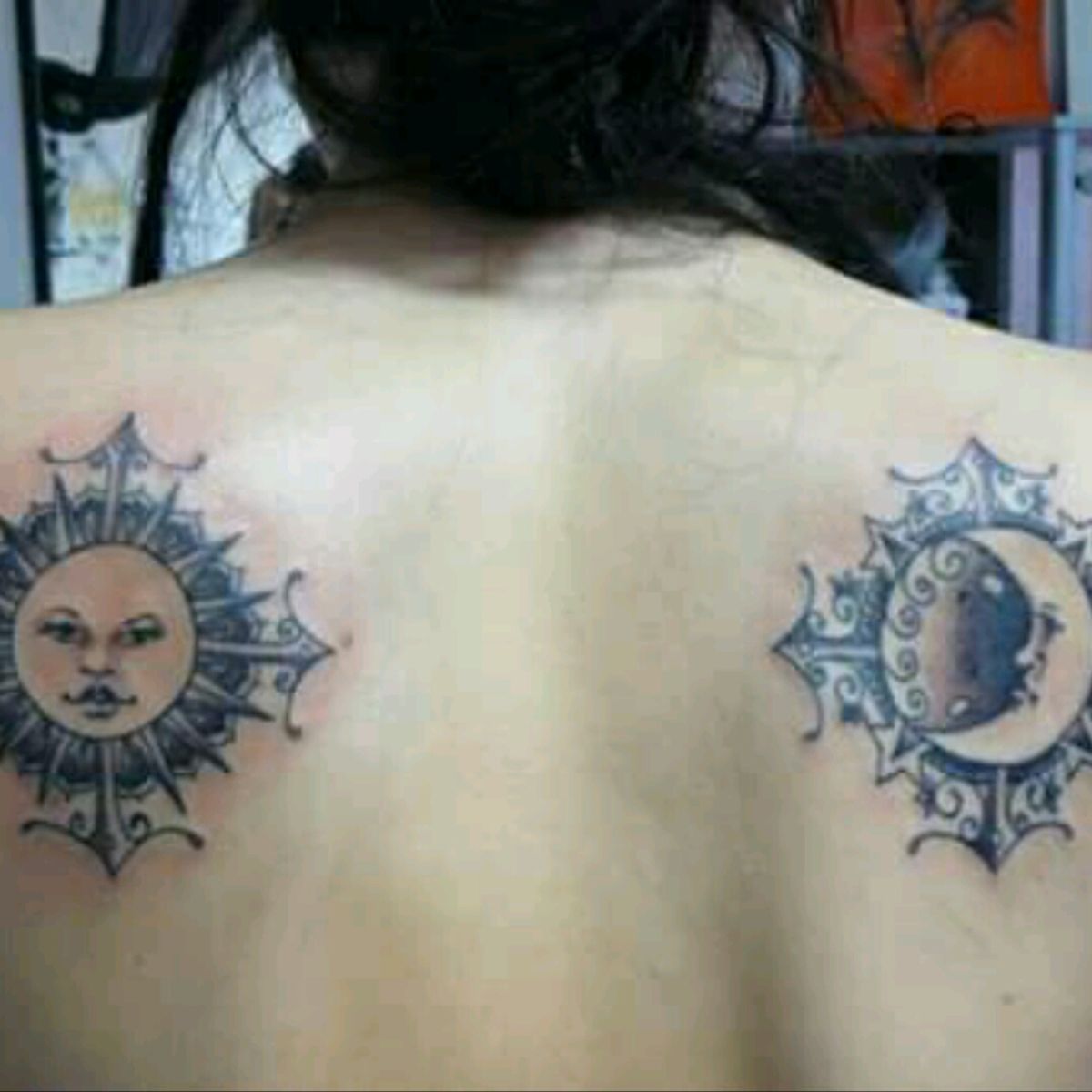 Tattoo uploaded by Kata Rumcajs • Sun and moon • Tattoodo