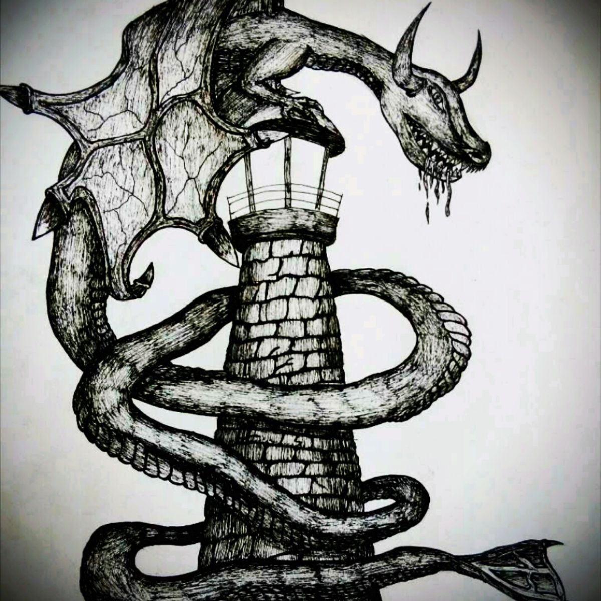 Tattoo uploaded by Vaidas Buičenka • Dragon and lighthouse #dragon # ...