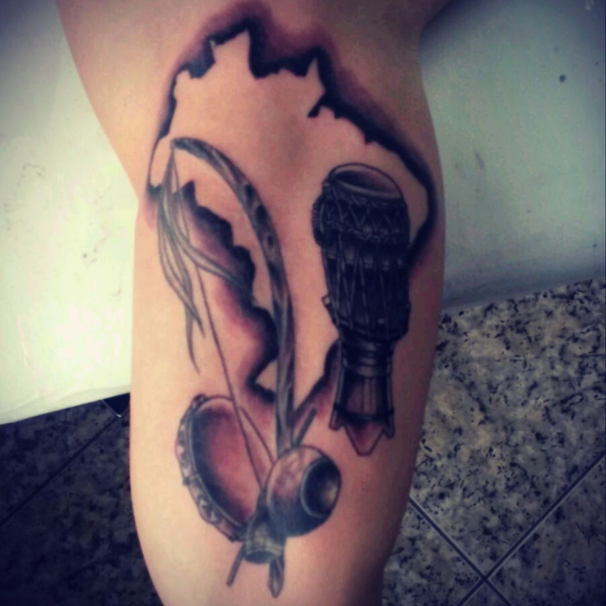 Tattoo uploaded by Florian Schoch • Capoeira Atabaque Berimbau Pandeiro ...