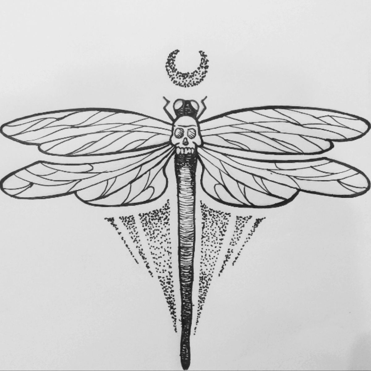 Tattoo uploaded by Bekah Abadde • Dragonfly Skull / Libelula com ...