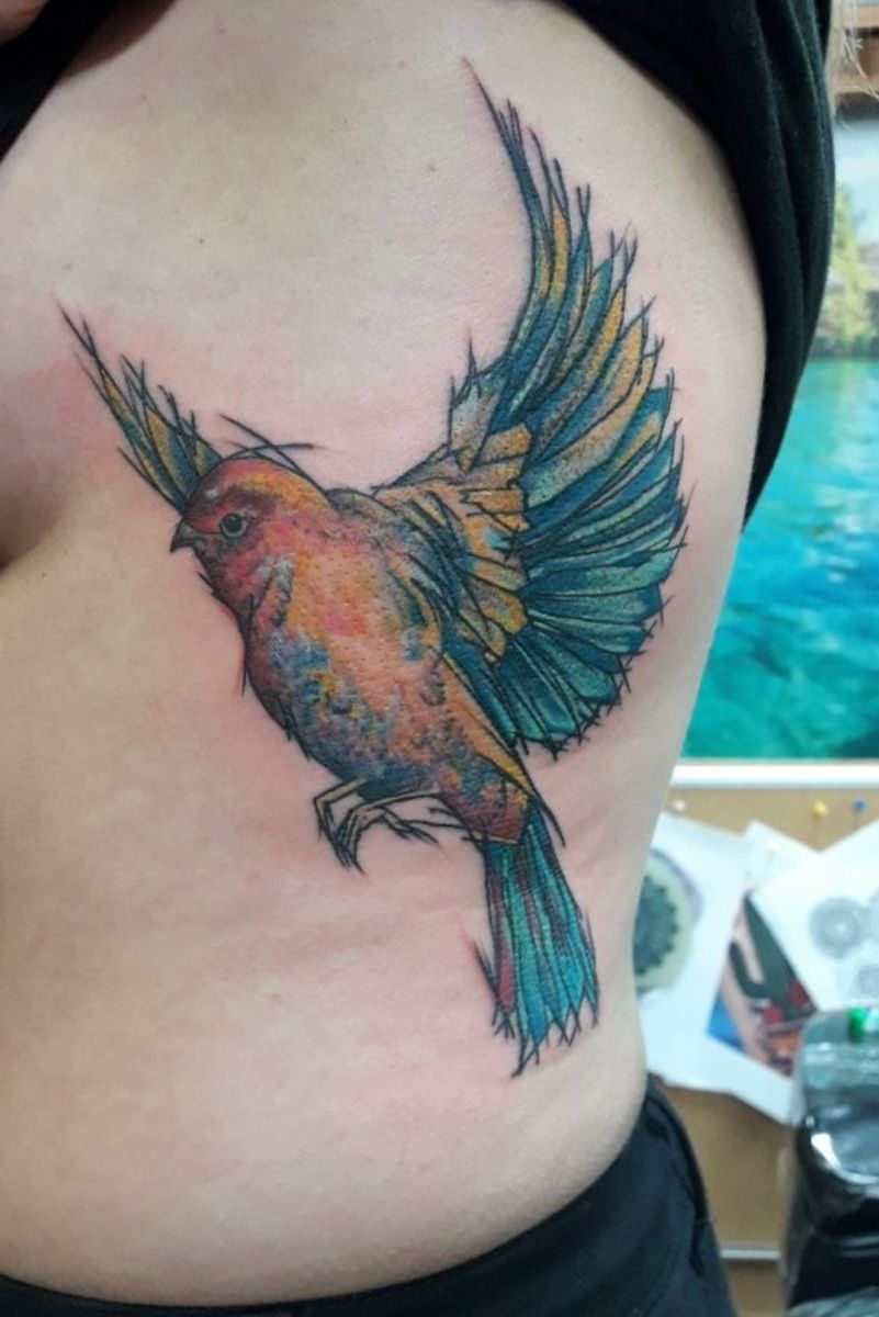 Tattoo uploaded by Anastasia Trigouti Anis • A colourful sparrow for ...