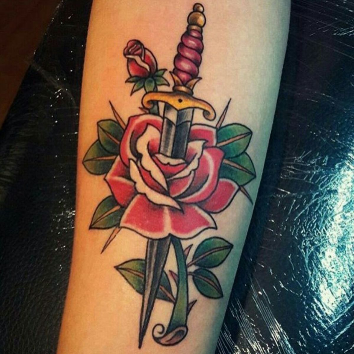 Tattoo uploaded by Anna Verzeroli • Rose with dagger 🌹🗡 • Tattoodo
