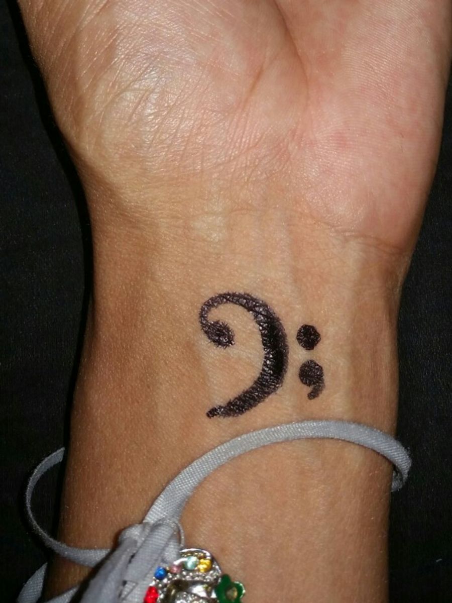 Tattoo uploaded by Amber Long • Bass Clef/Semicolon Project (drawn with ...
